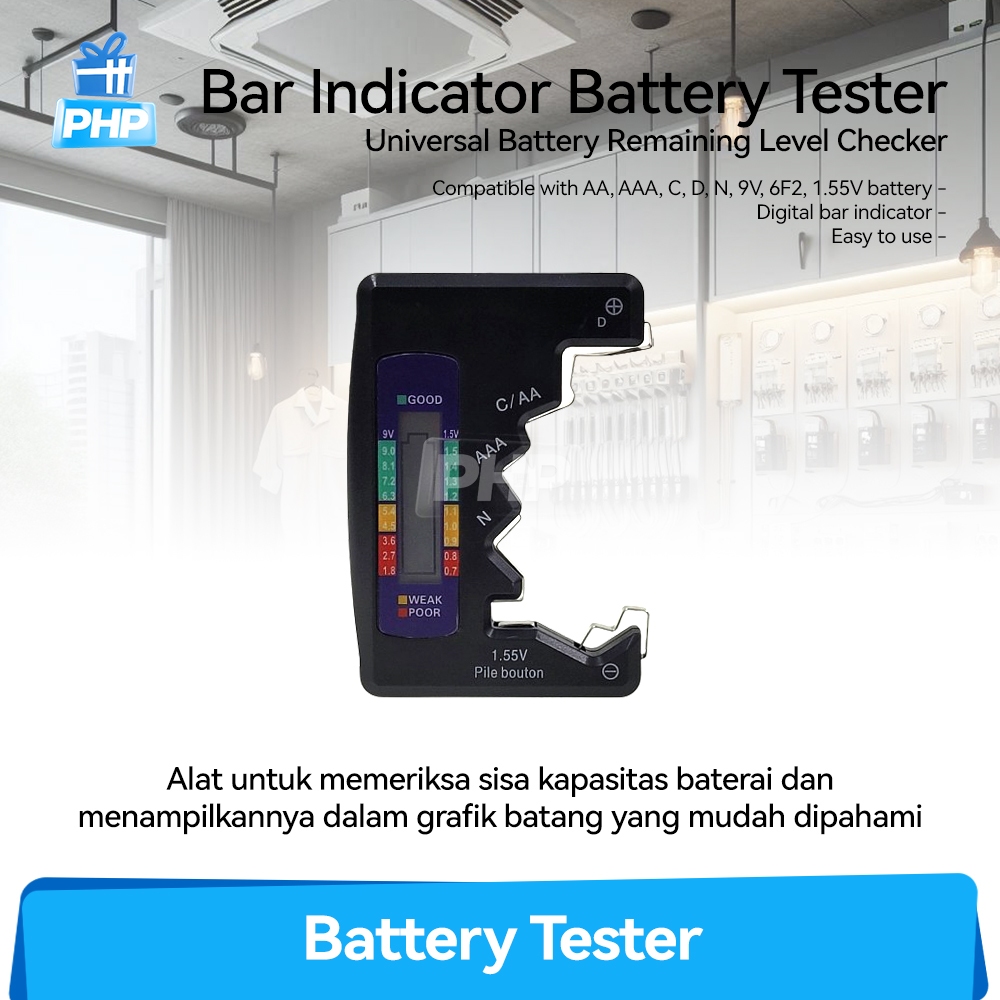Jual #PHP Battery Tester Checker with Bar Indicator / Alat Pengukur ...