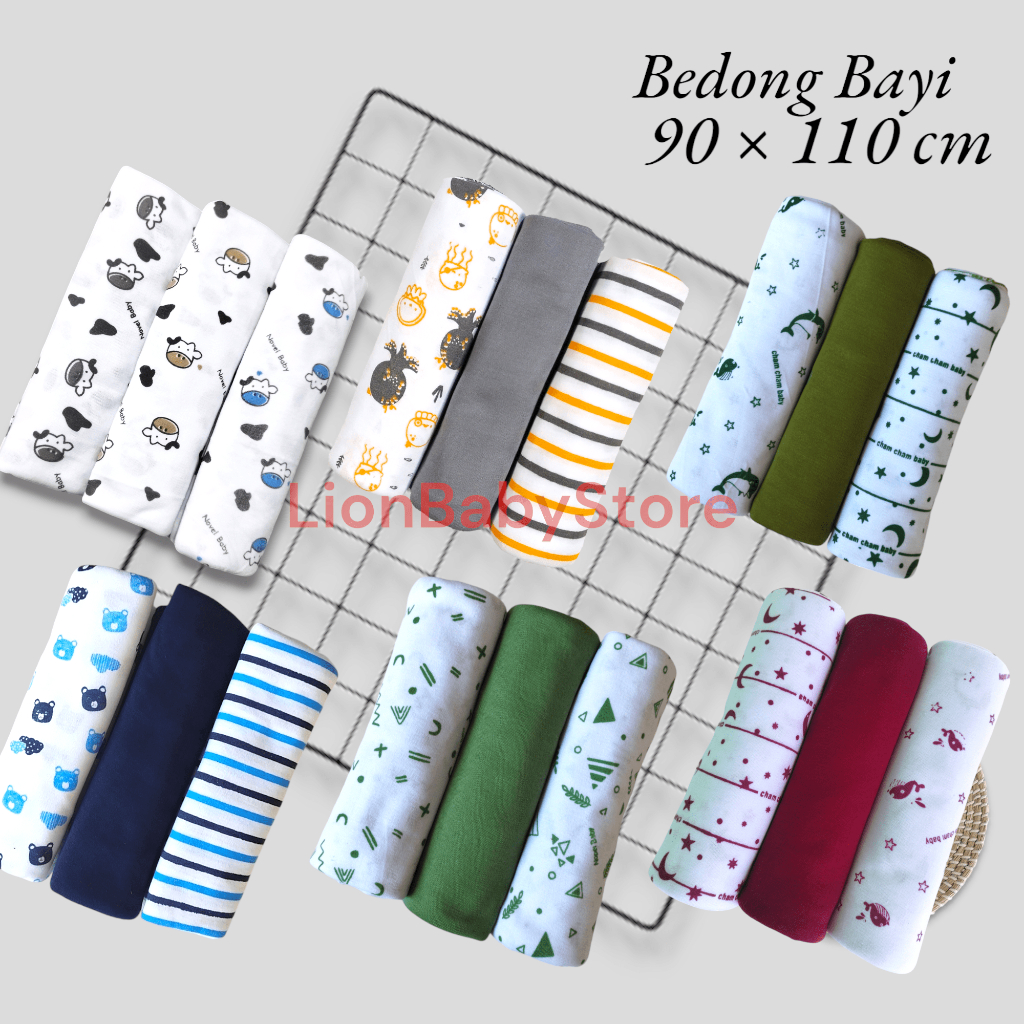 Jual 3 Pcs Bedong Bayi Motif Dan Polos Pernel Selimut Baby Newborn 100 ...