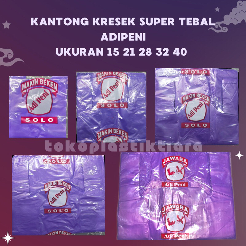 Jual Kantong Plastik Kresek Ungu merk Adipeni SUPER TEBAL / Kresek ...