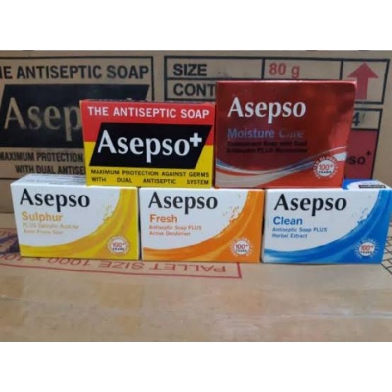 Jual Sabun Mandi Batang / Soap Bar Asepso 80 Gr Sulphur, Clean, Fresh, Icy Cool, Plus Original ...