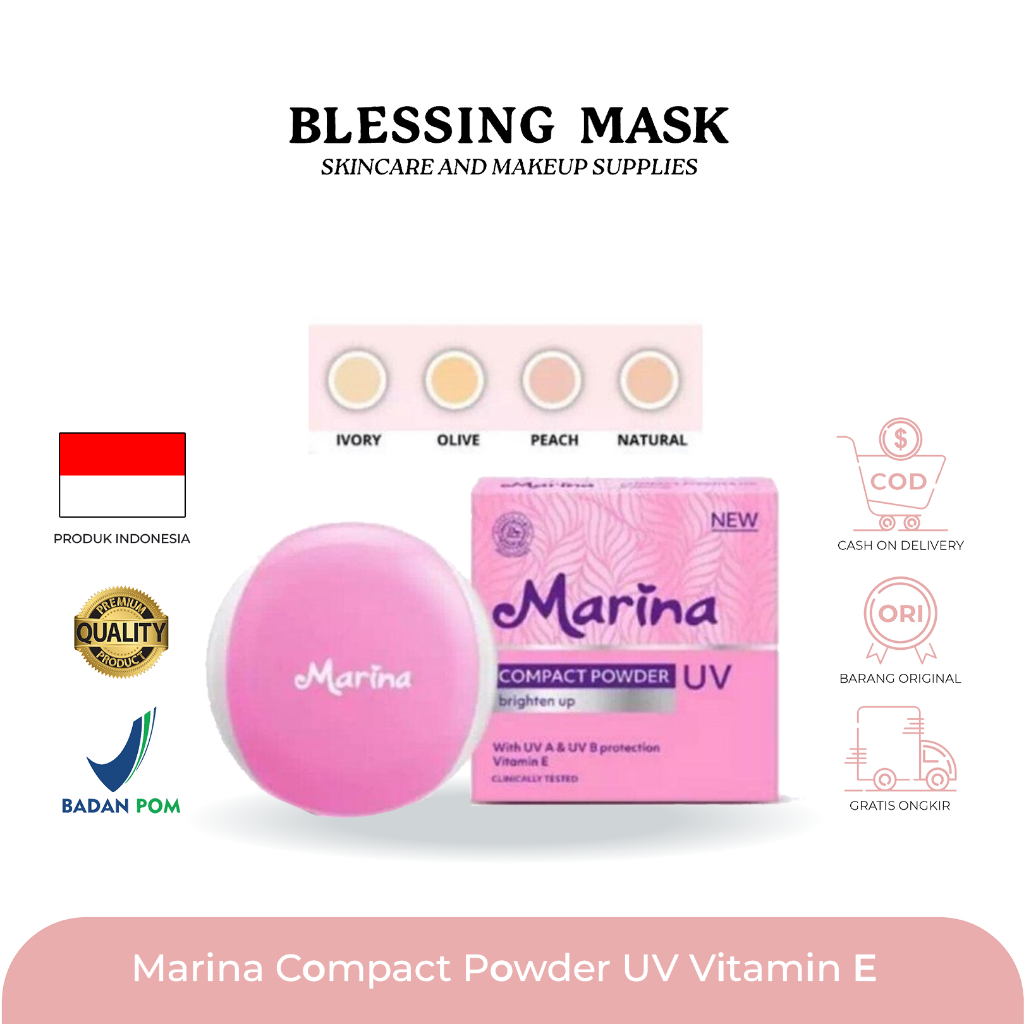 Jual MARINA Compact Powder UV Brighten Up | Bedak Padat - 12gr with UV ...