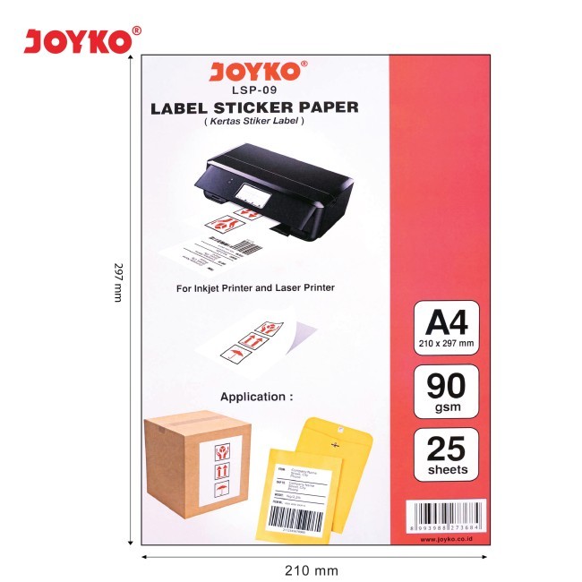 Jual Kertas Stiker Label A4 Joyko LSP-09 25 Sheet | Shopee Indonesia