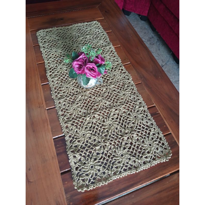 Jual HANDMADE Taplak rajut persegi panjang size 30cm x 70cm | Shopee ...