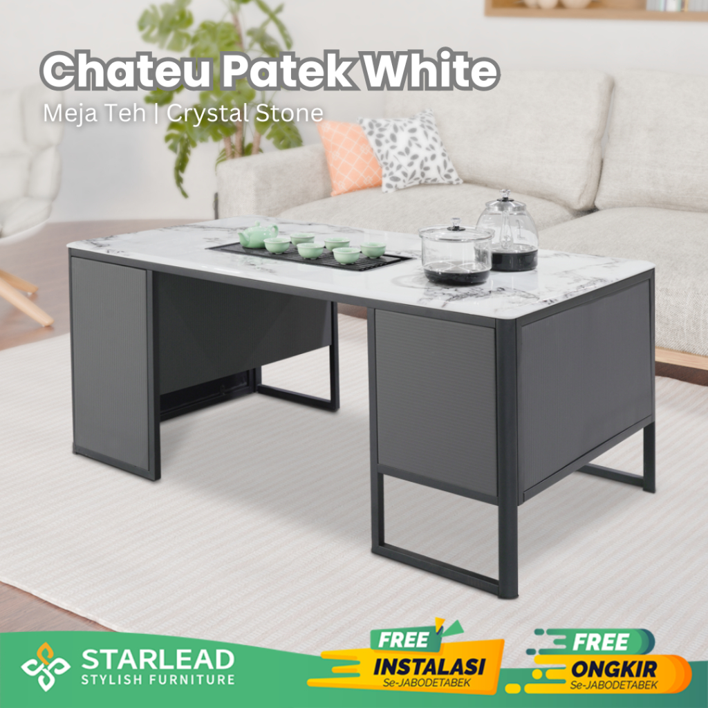 Jual STARLEAD Meja Tamu Crystal Stone Chateu Patek White - Meja Teh ...