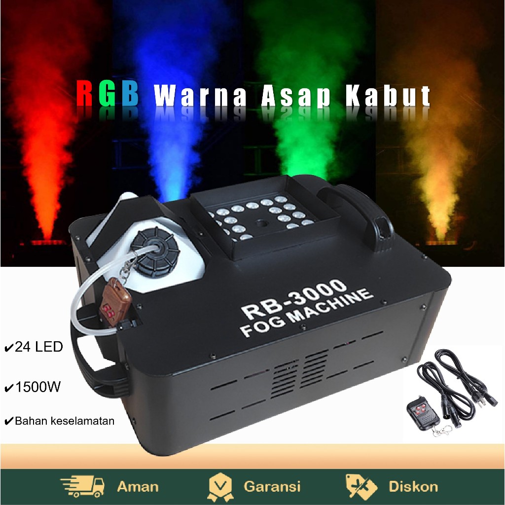 Jual MESIN SMOKE ASAP 1500WATT 24LED RGB Remote MIXER mesin Fogging ...