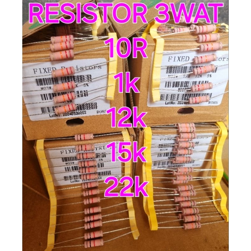 Jual resistor 3wat 10r 1k 12k 15k 22k ori FIXED | Shopee Indonesia