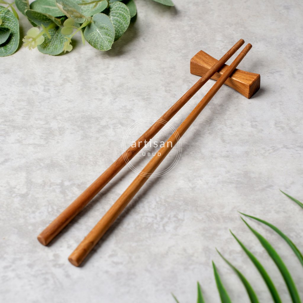 Jual Faleen - Sumpit Bulat Kayu Jati / Sumpit + Tatakan Kayu Jati ...
