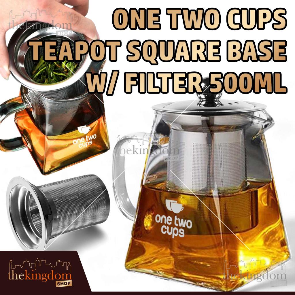 Jual One Two Cups Glass Teapot Square Base with Filter 500ml Teko Tea ...