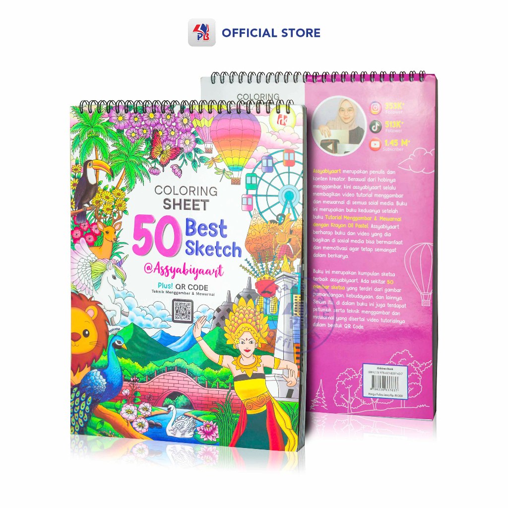 Jual Buku Mewarnai / Coloring Sheet: 50 Best Skech Assyabiyaart Plus QR ...