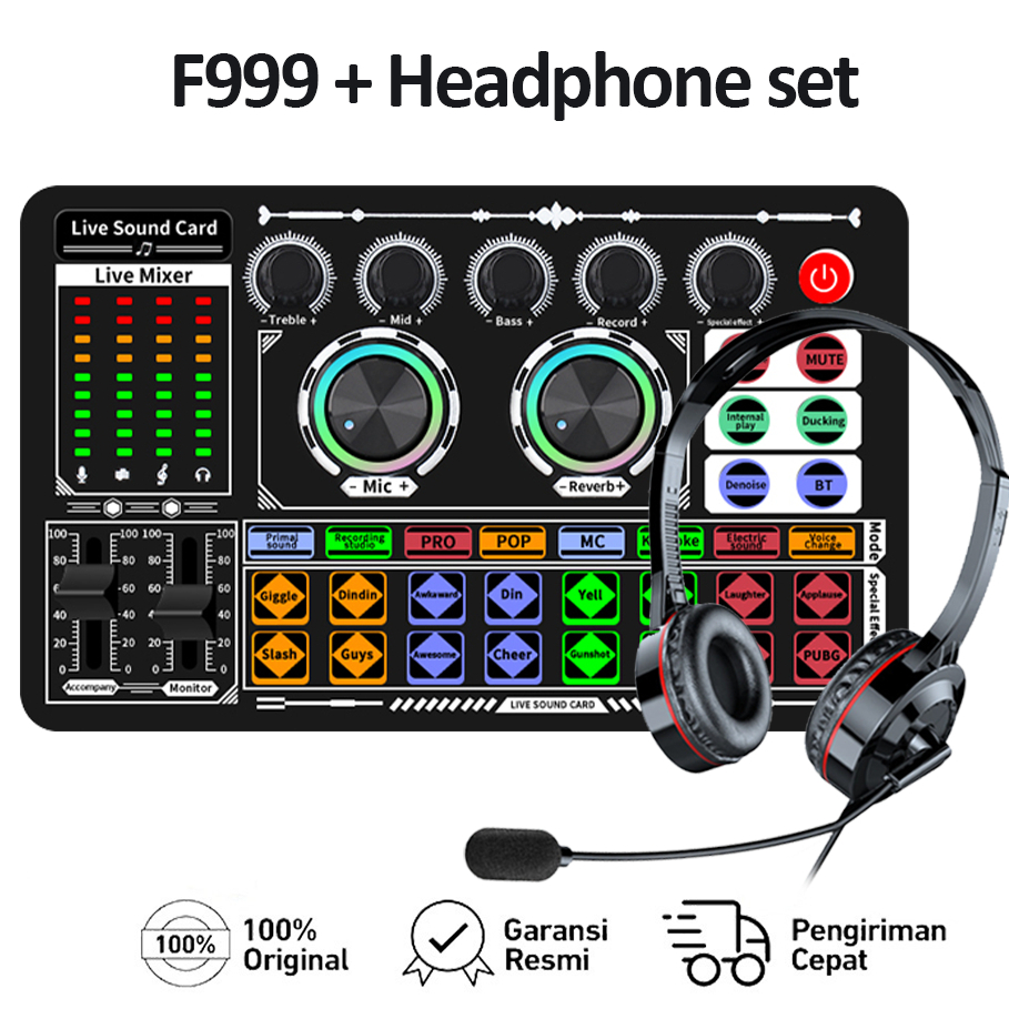 Jual Bonkyo F999/F999X +headset live soundcard Dedicated sound card for ...