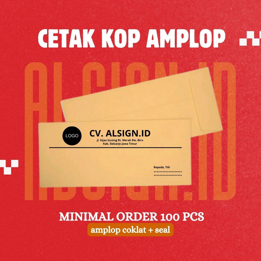 Jual (MIN 100PCS) CETAK KOP AMPLOP COKLAT | CETAK AMPLOP | CETAK KOP SURAT AMPLOP 10X24 CM ...