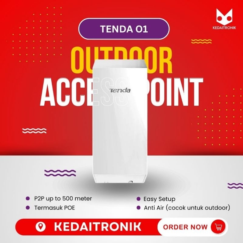 Jual New Access Point Outdoor Tenda O1 CPE P2P Point to Point AP WISP ...