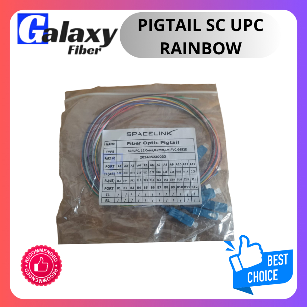 Jual Pigtail SC UPC 12 Core Warna Warni 1M Spacelink | Shopee Indonesia