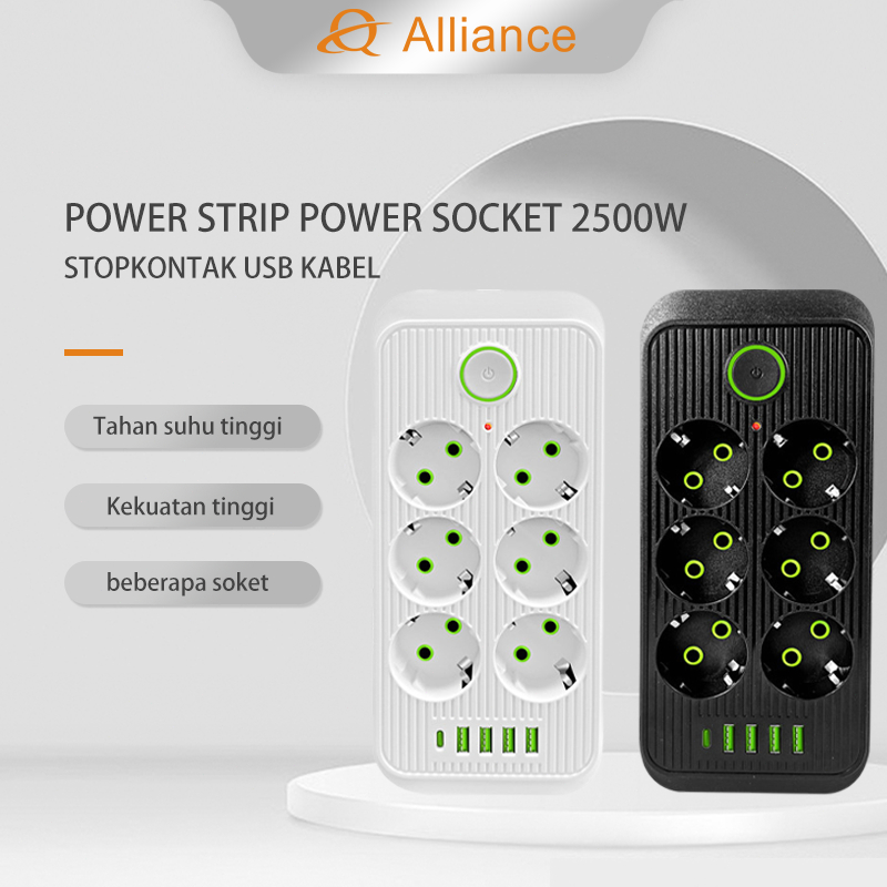 Jual Power Strip Power Socket 2500W Stopkontak USB Kabel, Power Socket ...