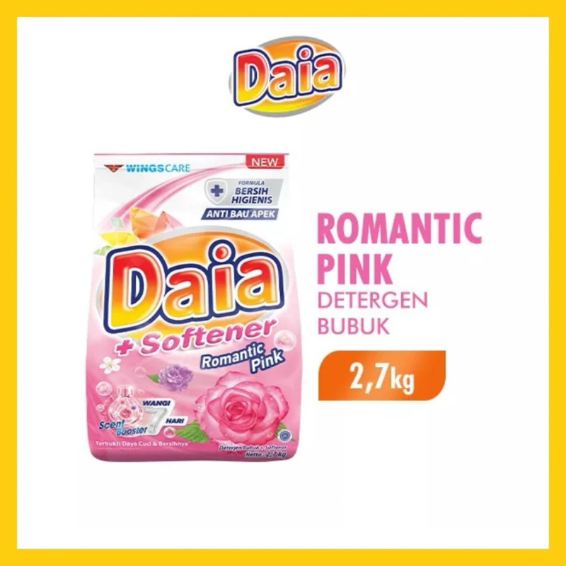 Jual DAIA DETERJEN BUBUK ROMANTIC PINK SOFTENER 2,7 KG | Shopee Indonesia