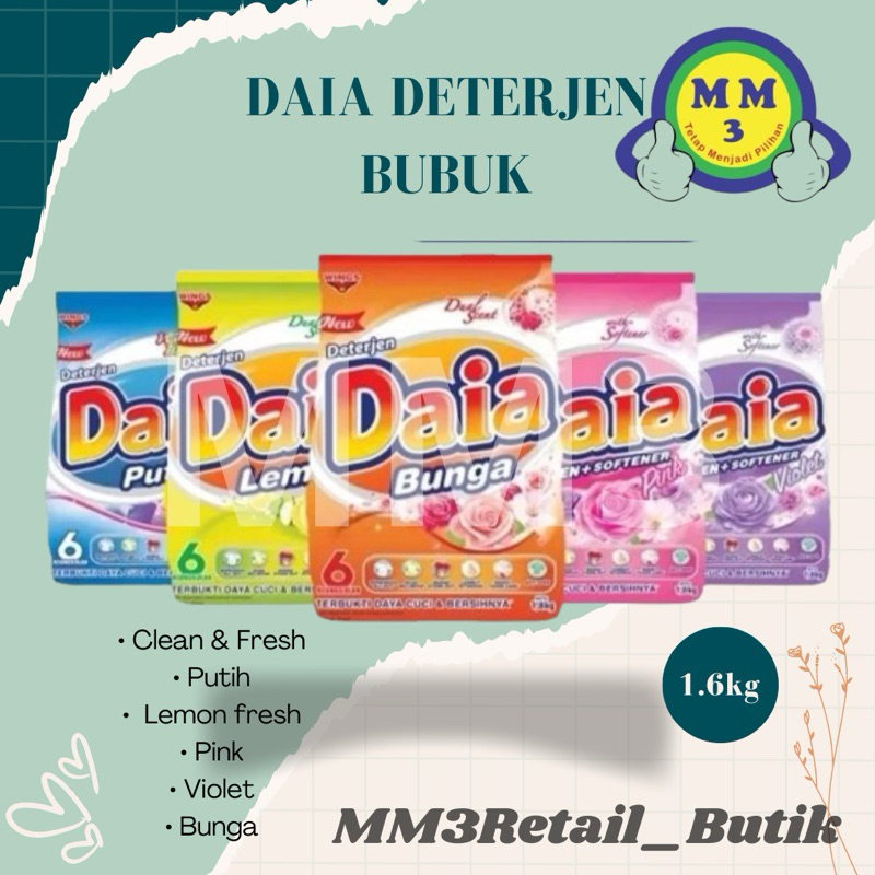 Jual Daia detergen bubuk + softener 1.6kg / Daia 800g / Daia 245g ...