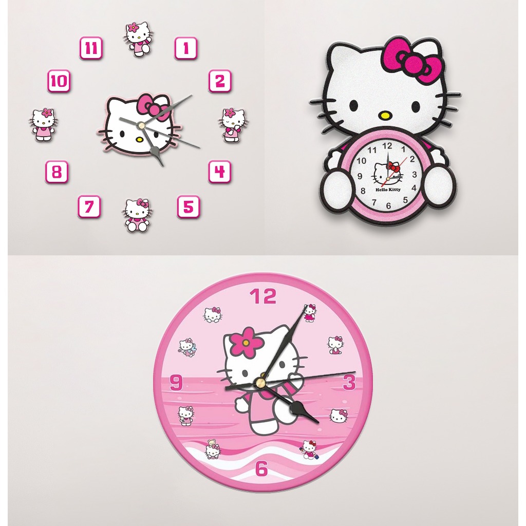 Jual Jam Dinding Ukir Jumbo Karakter Hellokitty Lucu Dekorasi Kamar ...