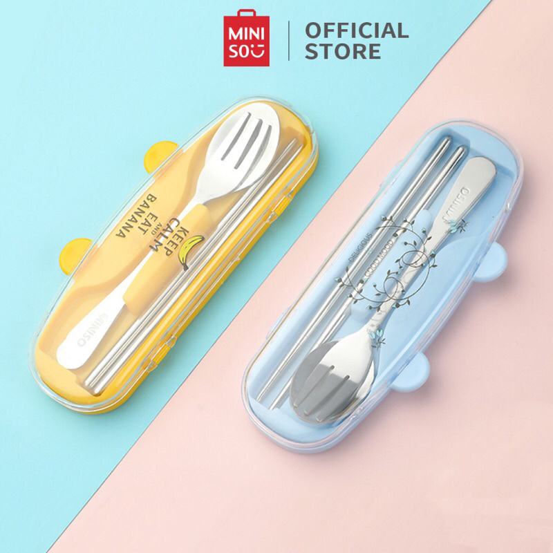 Jual Miniso Tableware Set Spoon Fork Chopstick Banana Good Mood ...