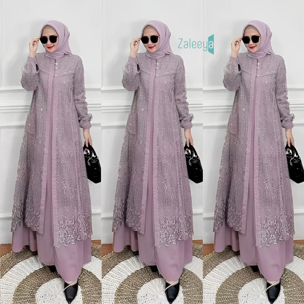 Jual Hayya Dress / New Brukat / Gamis Muslim Dress Crinkle Mix Brukat Hayya Dress Gamis Pesta ...