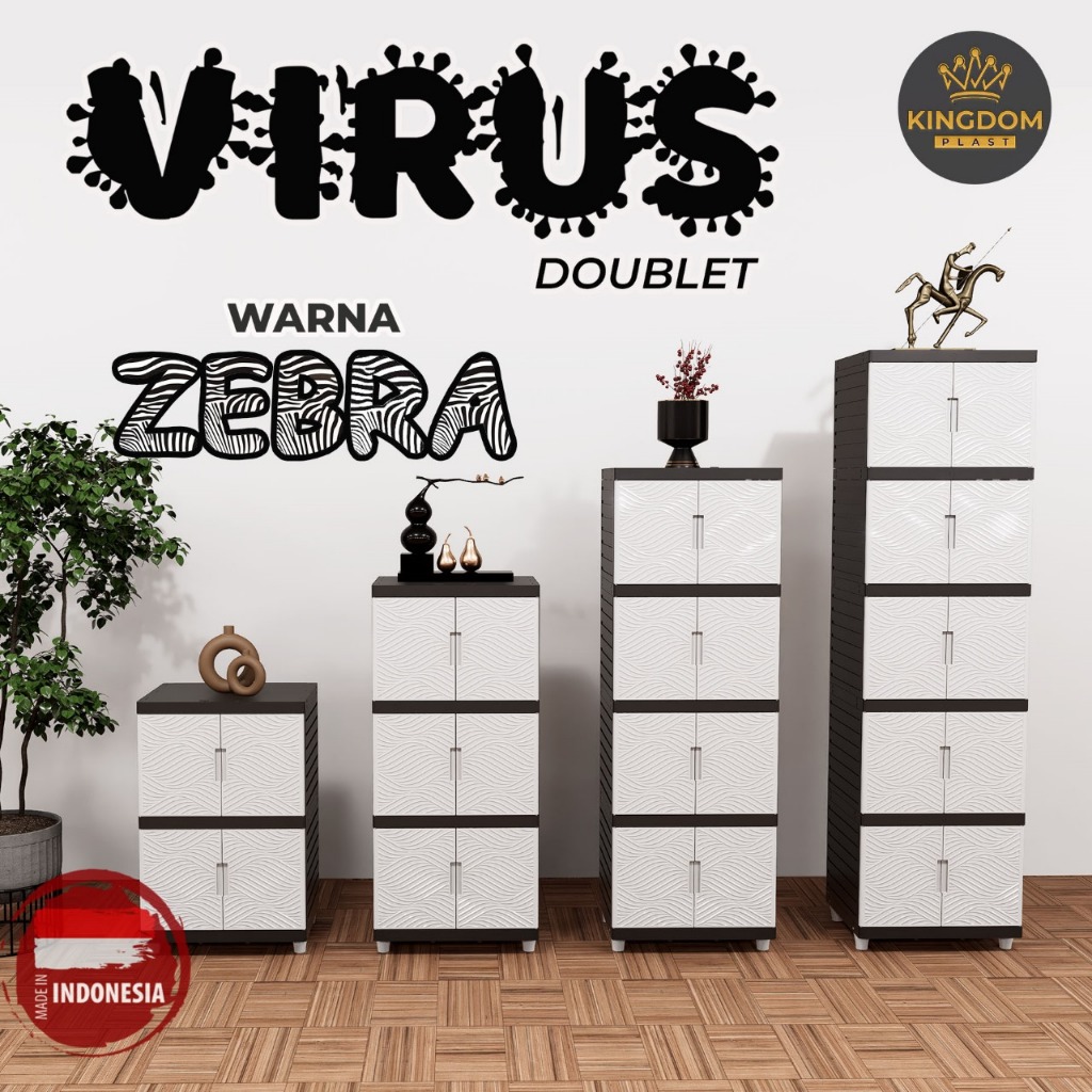 Jual KINGDOM Lemari Pakaian Plastik Serbaguna VIRUS ZEBRA Pintu Putih ...