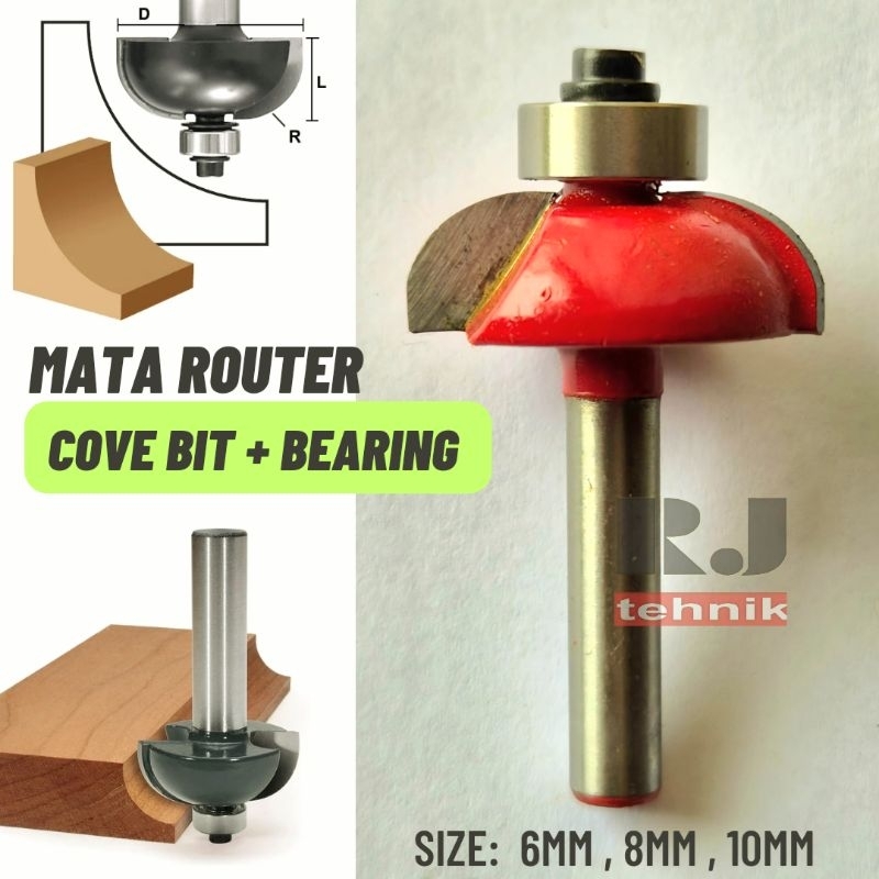 Jual Mata Profil Router Kayu Cove Bit + Bearing Cove Box 1/4" inch ...