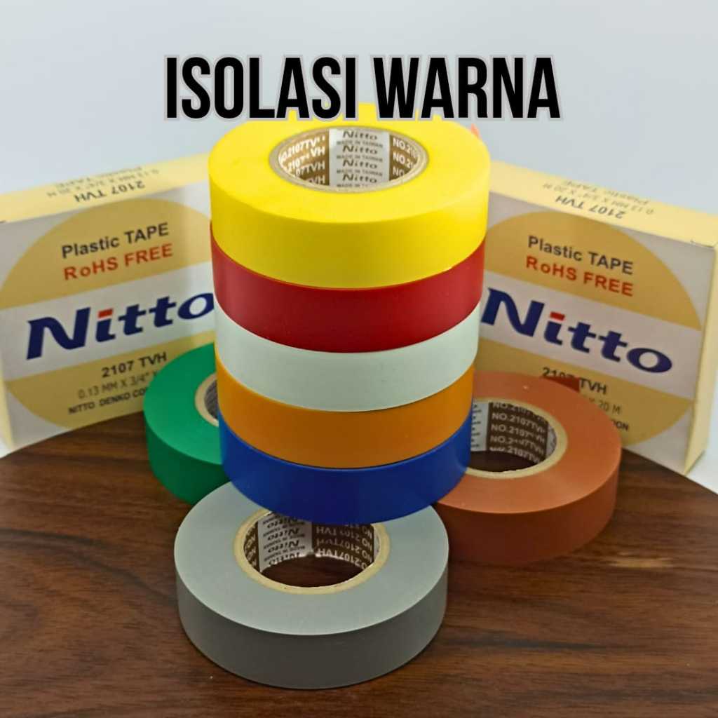 Jual Isolasi Solasi Selotip Nito Nitto Kabel Warna Merah, Kuning, Hijau ...