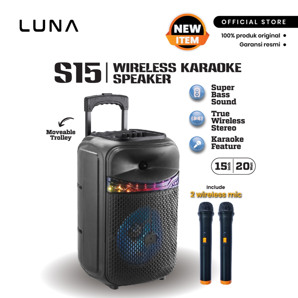 Jual LUNA S15 WIRELESS KARAOKE SPEAKER garansi resmi | Shopee Indonesia