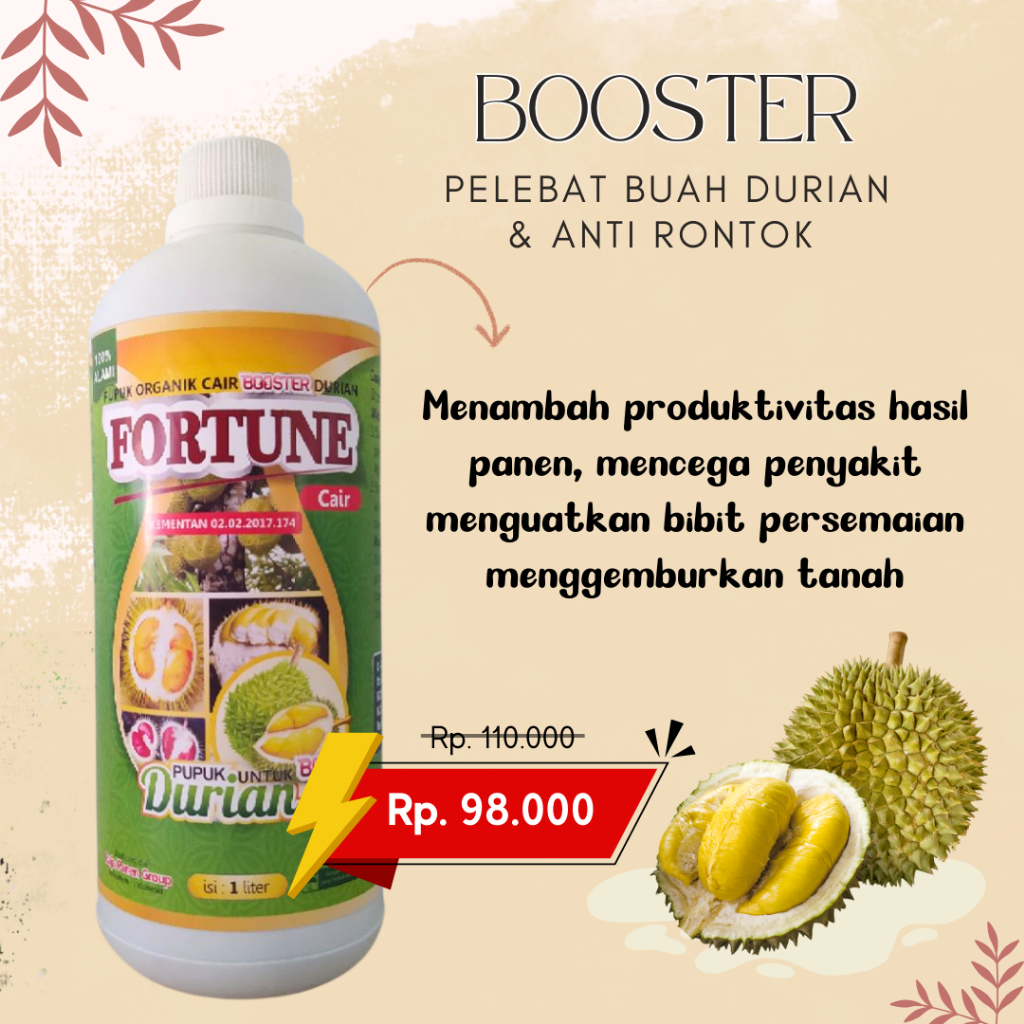 Jual Pupuk Organik Booster Durian Perangsang Buah 1 Liter, Pupuk Durian Agar Berbuah | Shopee ...