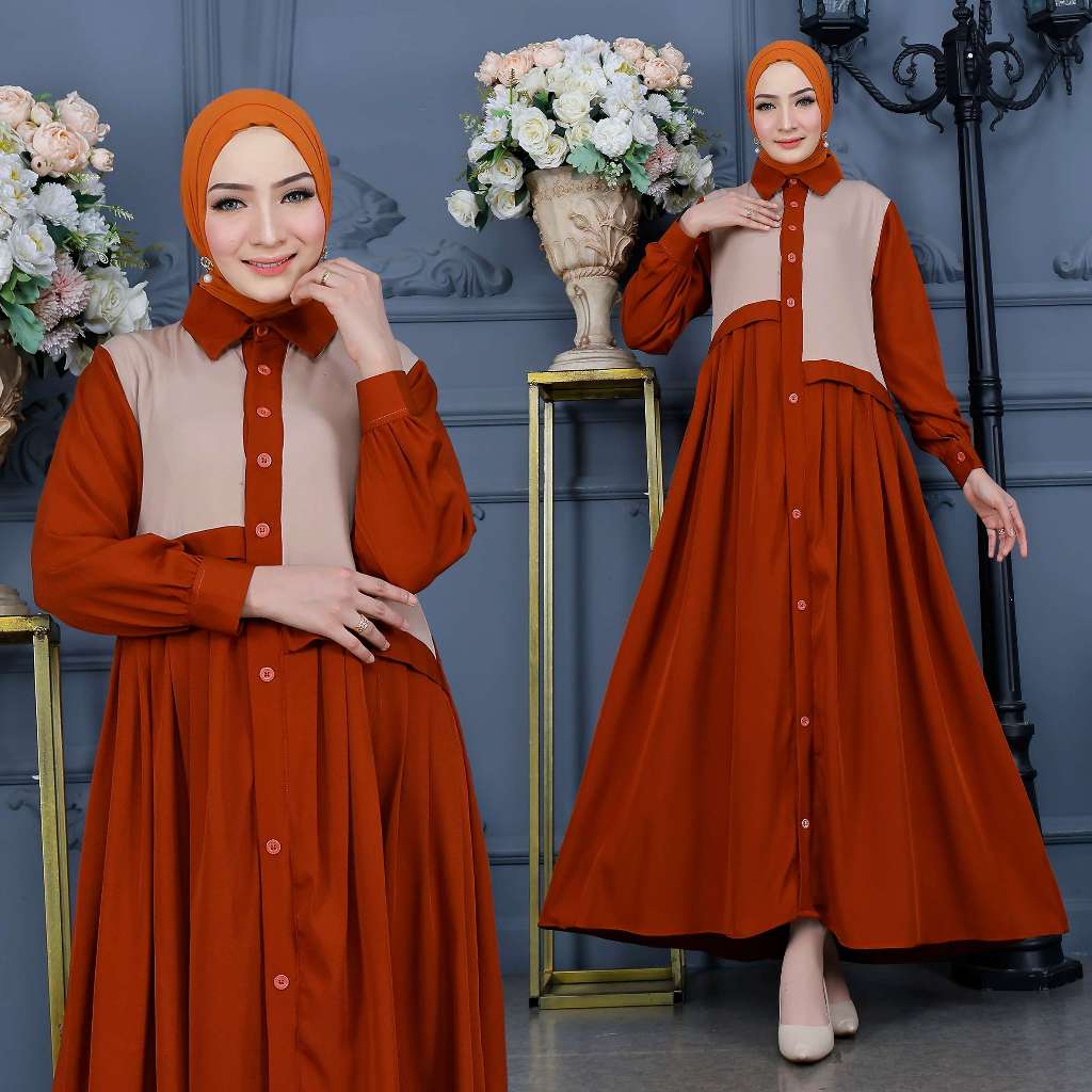 Jual Warna Warni Brand Gamis Davina Bahan Shakila Polos | Shopee Indonesia