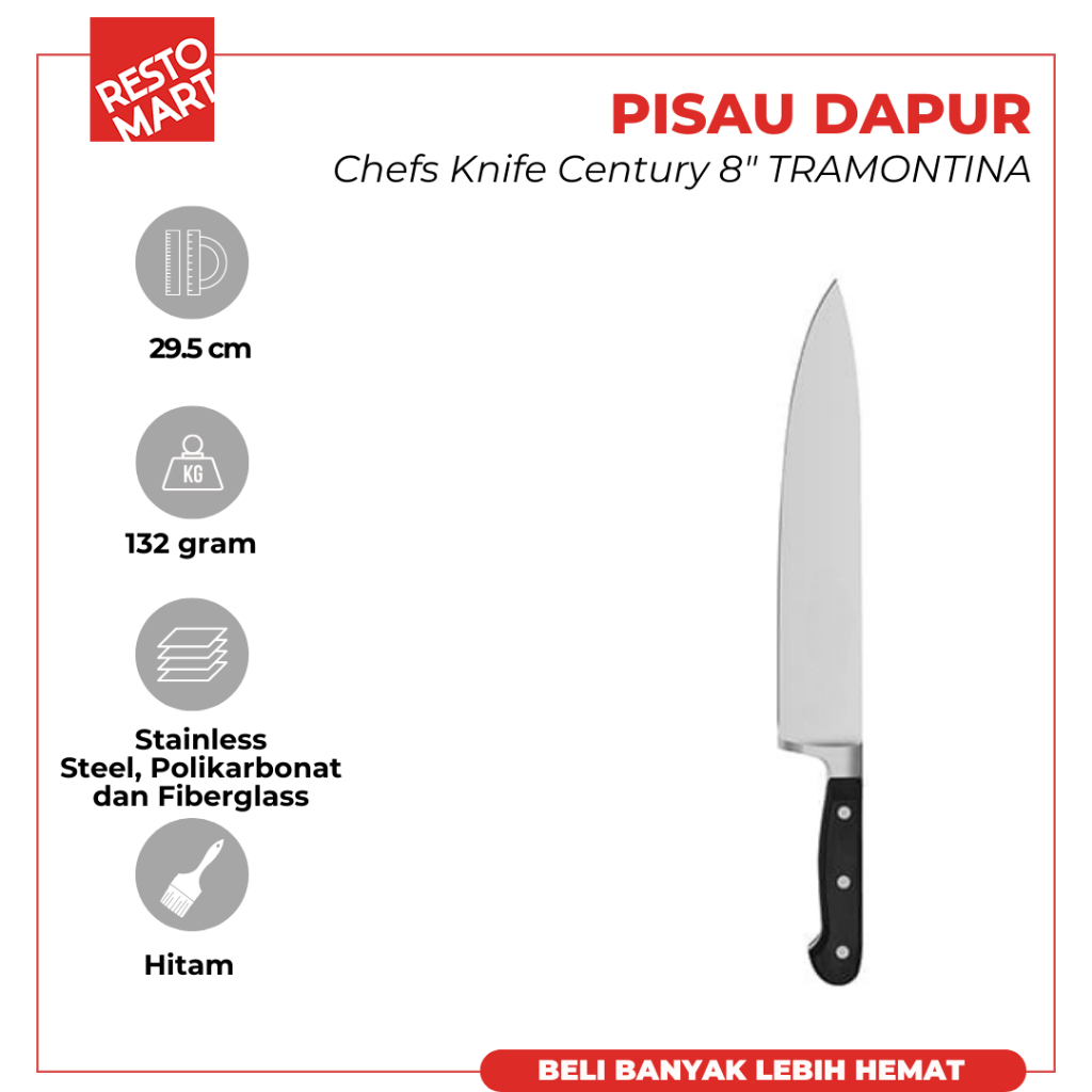 Jual Pisau Chef / Pisau Dapur / 8" Chefs Knife Century TRAMONTINA ...