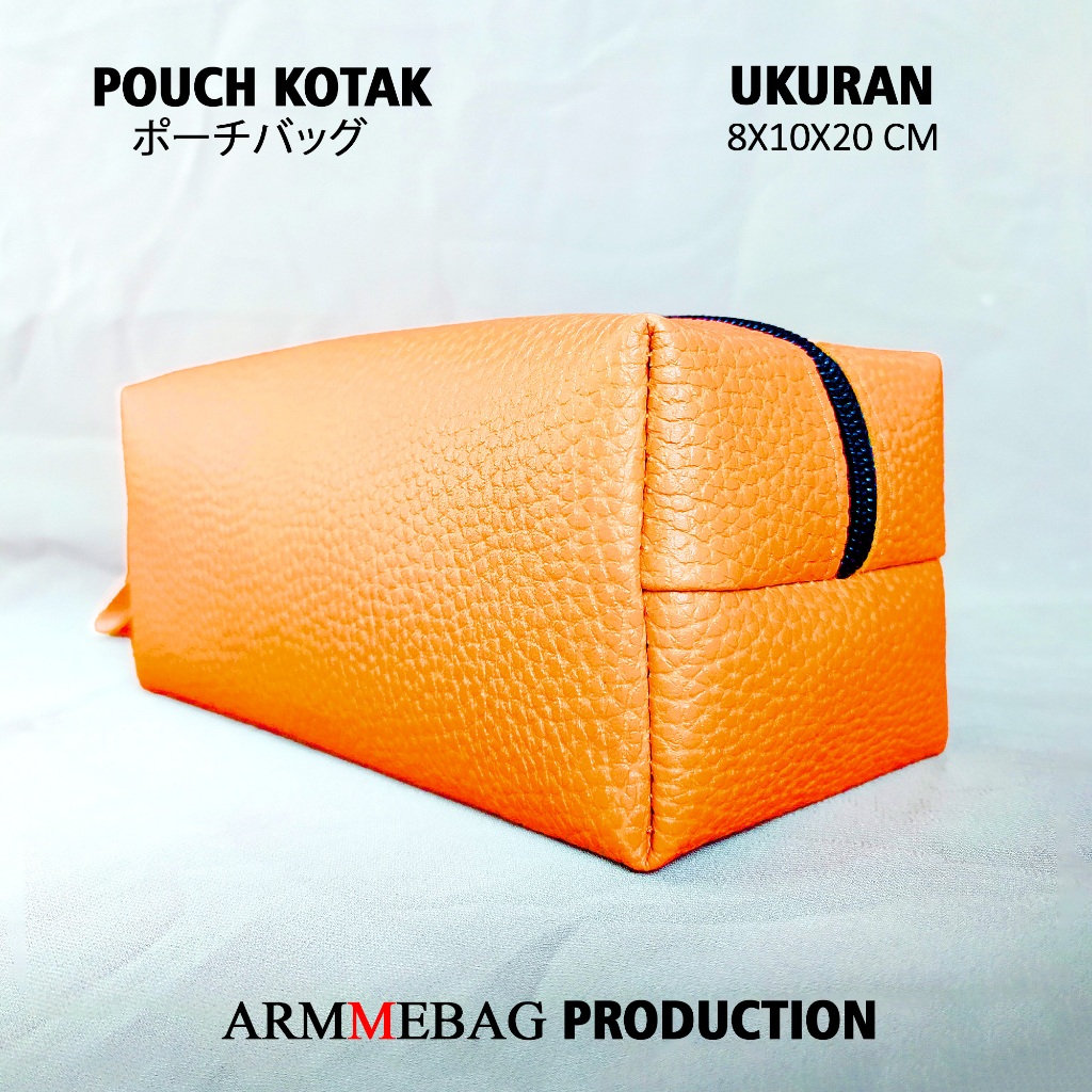 Jual POUCH MAKE UP COKLAT BAHAN KULIT UKURAN SEDANG - POUCH KOSMETIK ...