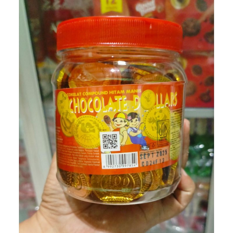Jual Cokelat dollars, Cokelat koin, permen cokelat isi 100pc @3gr ...