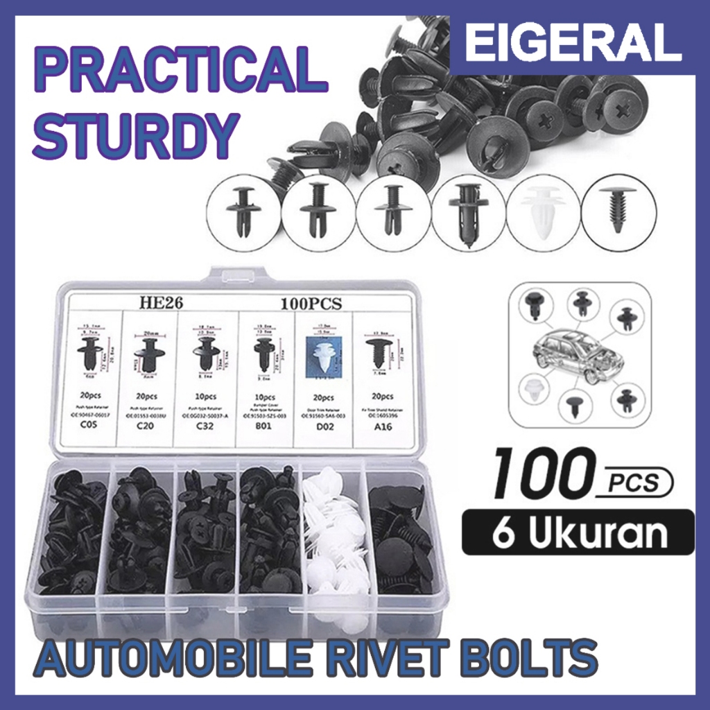 Jual Baut Rivet/Universal Klip Bumper Baut/Baut Rivet Mobil/100PCS/baut ...