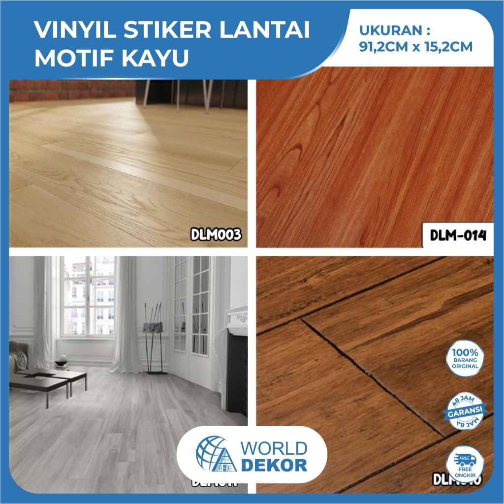 Jual Vinyl Stiker Lantai Kayu Lantai Premium Best Quality 91Cm x 15Cm ...