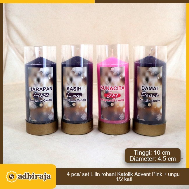 Jual Lilin Doa Advent / Adven Ungu + Pink / Lilin Rohani Misa Natal 14 cm dan 10 cm | Shopee ...