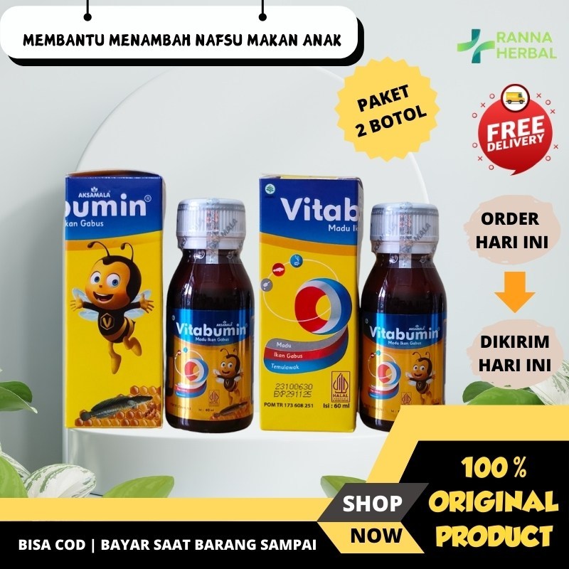 Jual Paket 2 Botol Vitabumin 60ml - Madu Ekstrak Ikan Gabus Albumin Menambah Nafsu Makan Anak ...