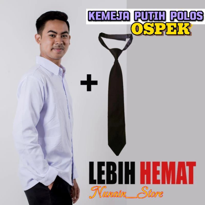 Jual BAJU PUTIH POLOS LENGAN PANJANG + DASI HITAM POLOS | Shopee Indonesia