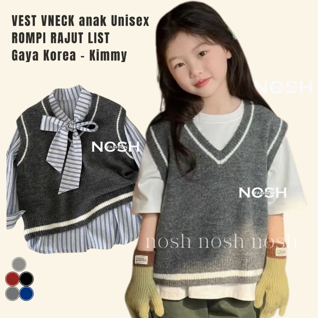 Jual Rompi Vest Anak Rajut Gaya Korea V-Neck Kimmi / Vest Knitting ...