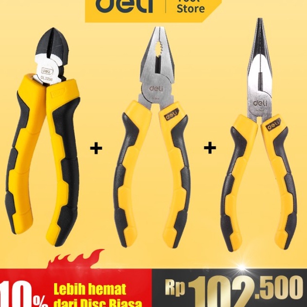 Jual Wah Deli Tang Set Tang Kombinasi Tang Lancip Tang Potong 1 Set 6 ...