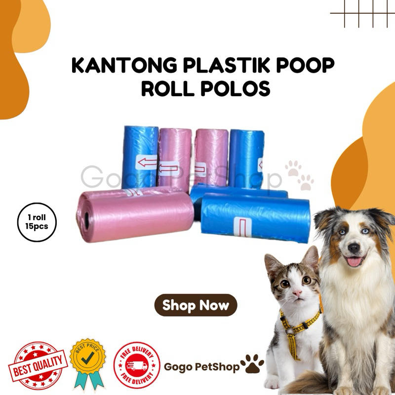 Jual KANTONG PLASTIK POOP ANJING KUCING POOP BAG POLOS 1 ROLL ISI 15 ...