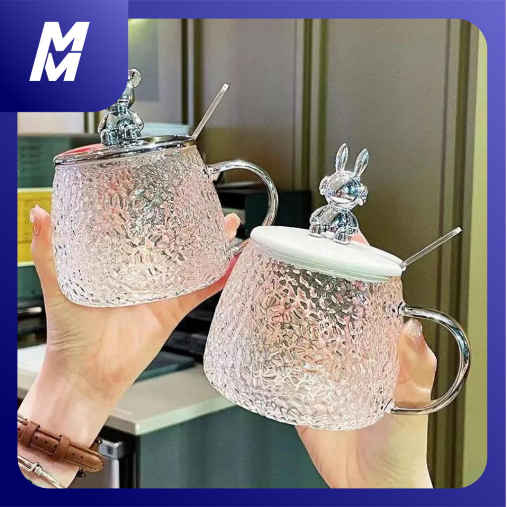 Jual Gelas Kaca Ice Berg Bear Sendok Teh Glass Mug Aesthetic 450 ml ...