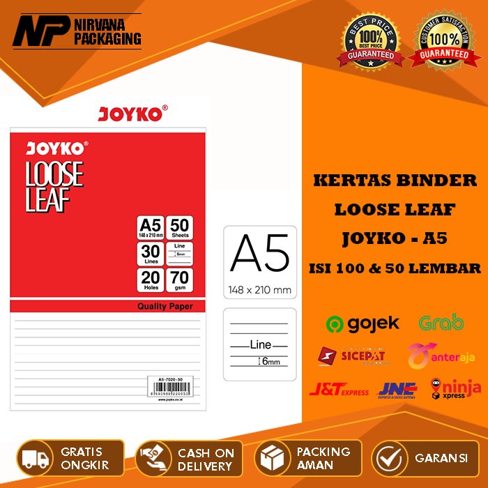 Jual LOOSE LEAF ISI REFFILL KERTAS BINDER A5 JOYKO ISI 50 100 LEMBAR | Shopee Indonesia