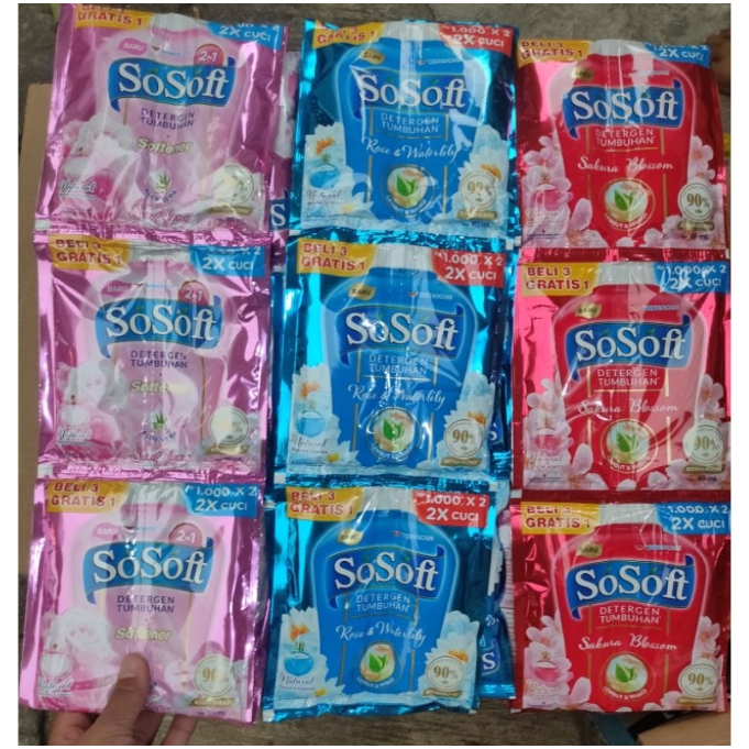 Jual isi 16 Sachet Sosoft Deterjen Cuci Pakaian Cair Renceng So Soft ...