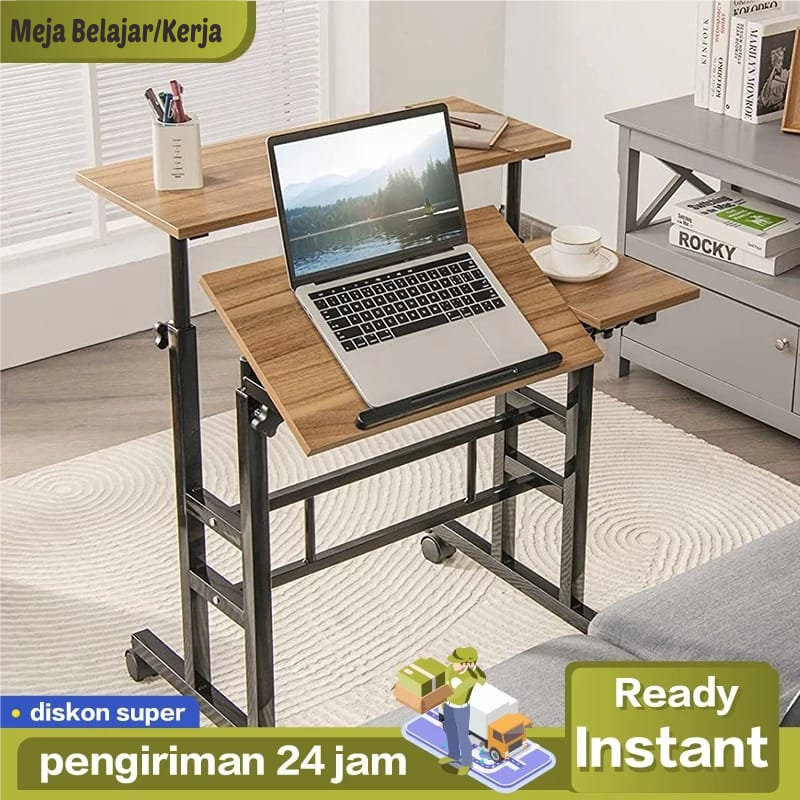 Jual meja Kerja Adjustable / meja belajar portable dewasa/meja roda ...