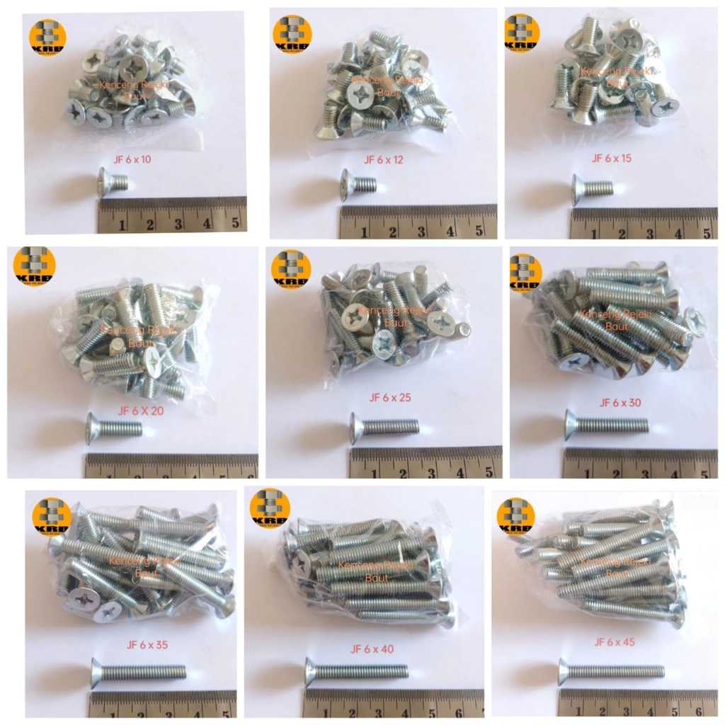 Jual [ISI 25 PCS] Baut JF 6x10, JF 6x12, JF 6x15, JF 6x20, JF 6x25, JF 6x30, JF 6x35, JF 6x40 ...