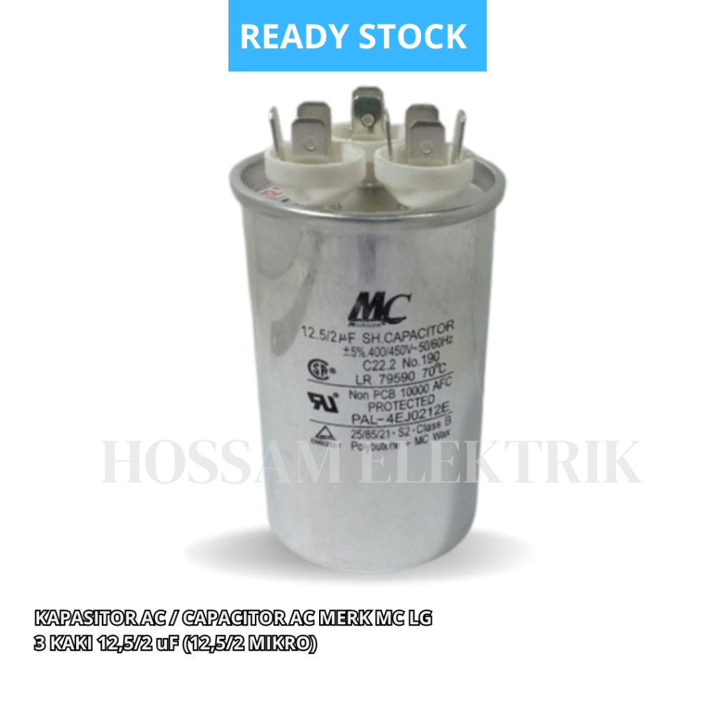 Jual KAPASITOR AC / CAPACITOR AC MERK MC LG 3 KAKI 12,5/2 uF (12,5/2 MIKRO) | Shopee Indonesia