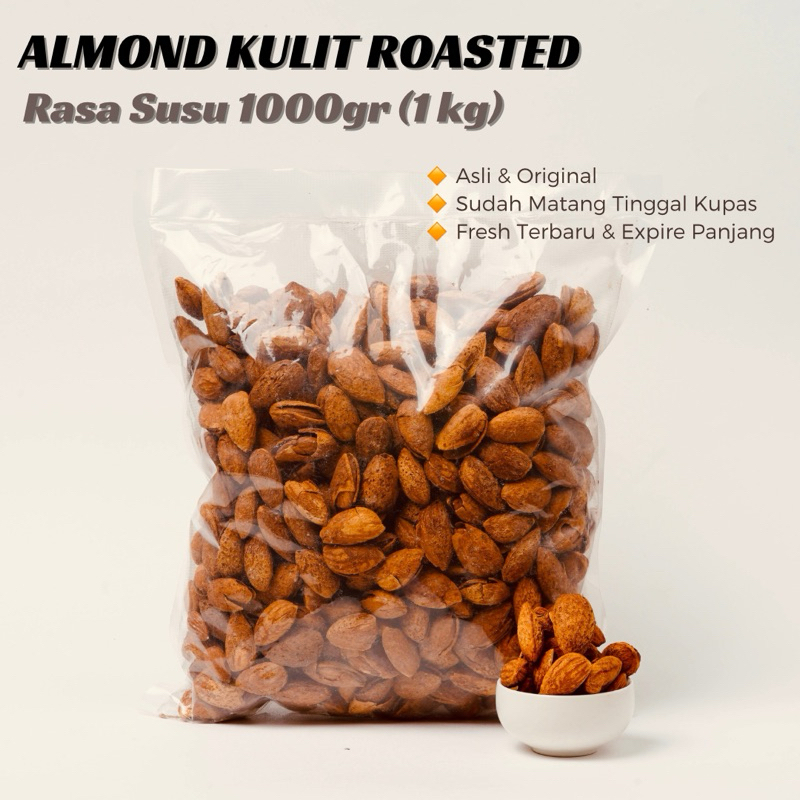 Jual KACANG ALMOND CANGKANG RASA SUSU 1kg Roasted Almon Kulit in Shell ...