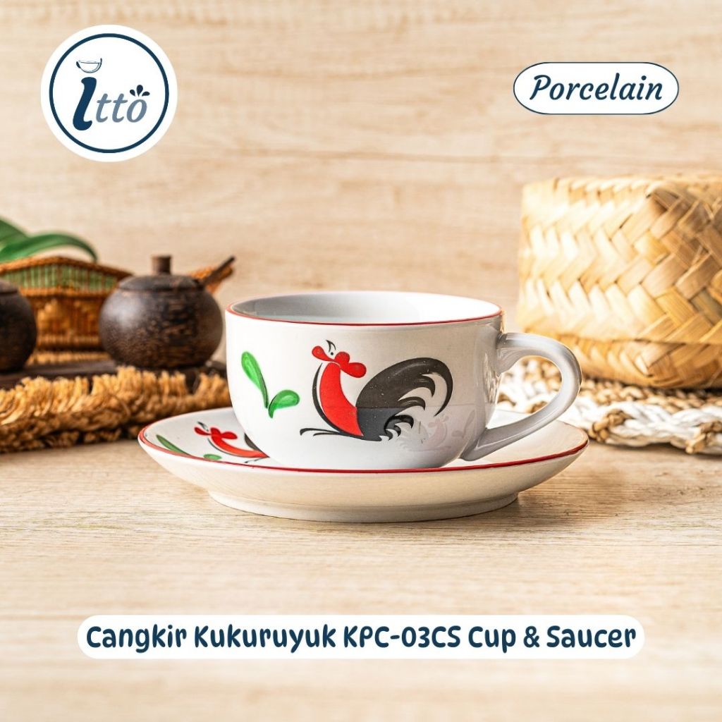 Jual Cangkir Kukuruyuk KPC-03CS Cup and Saucer Kopin Porcelain Keramik | Shopee Indonesia