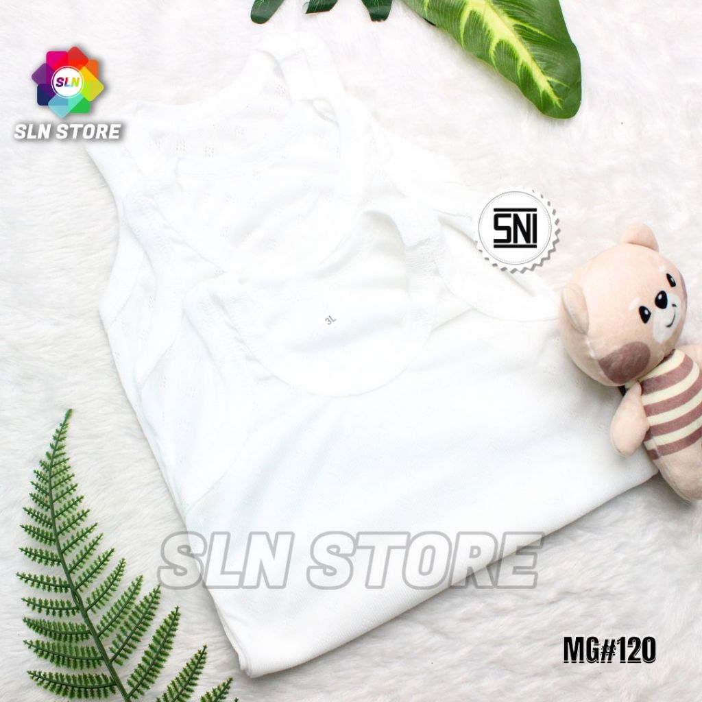 Jual SLN - (12PCS) SINGLET JALA BAYI / ANAK MEGA BABY PUTIH POLOS ...