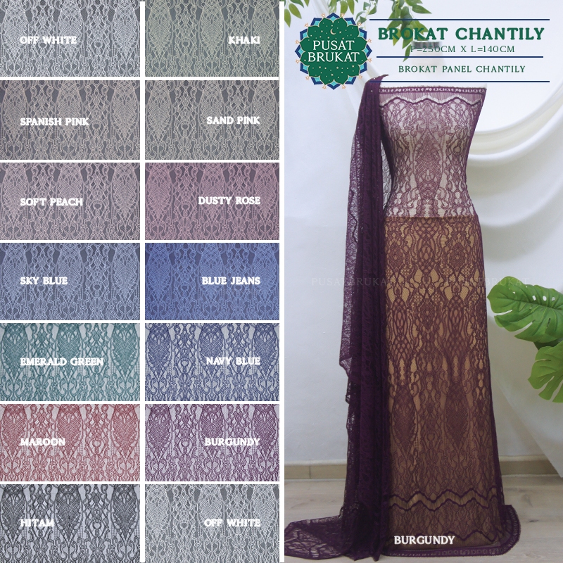 Jual KAIN KEBAYA BROKAT PANEL CHANTILY CHANTILLY LACE / BRUKAT SANTILY ...